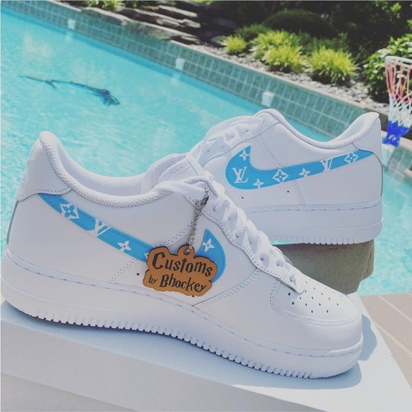 Nike | Shoes | Custom Hand Painted Baby Blue Lv Air Force 7s | Poshmark
